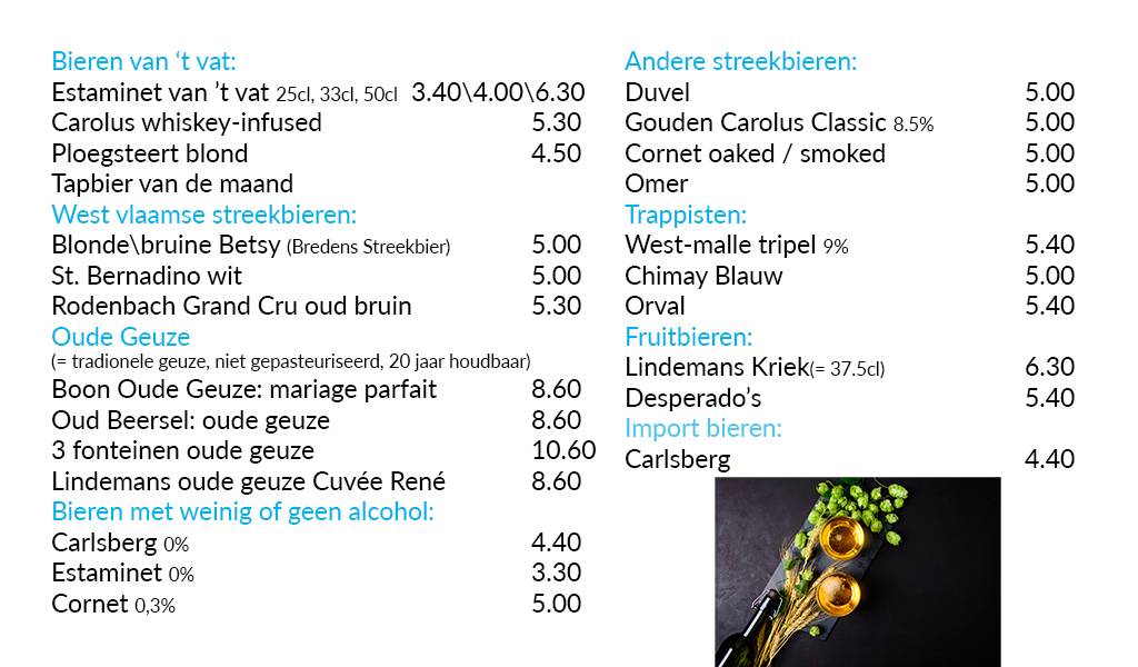 Speisekarte von Harbour's Kitchen, Bredene
