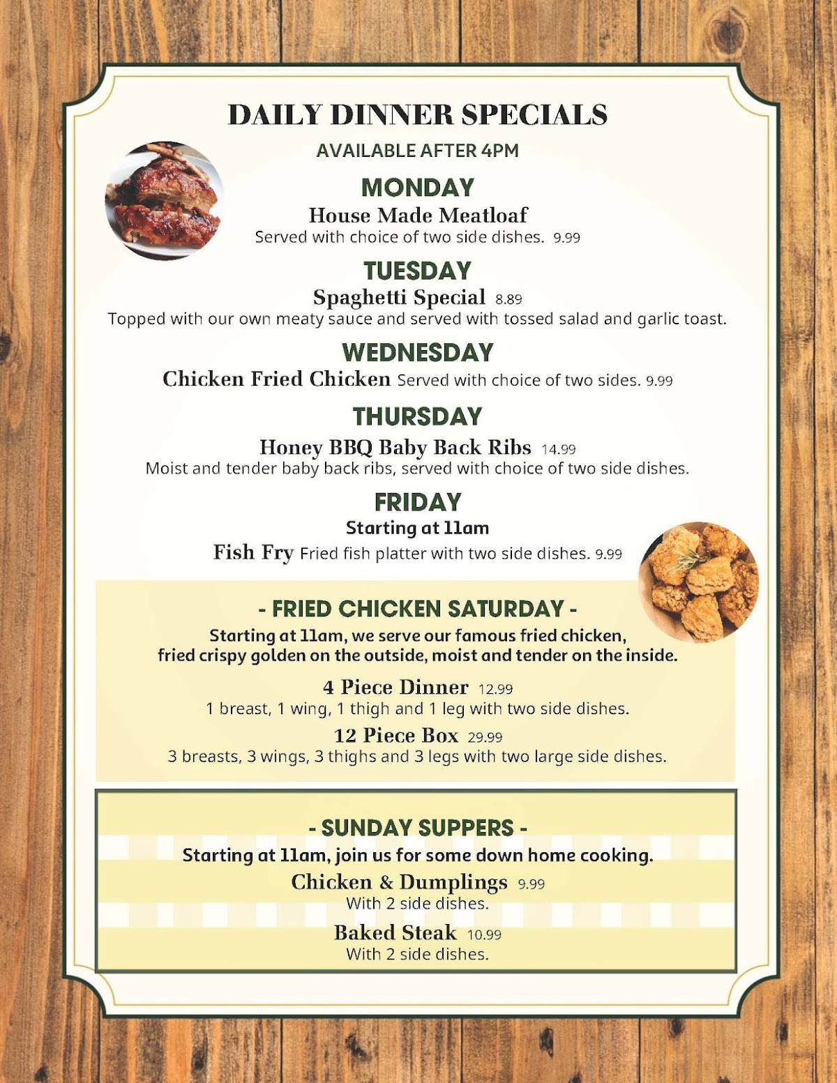 Menu at Harding's Family Restaurant, Charleston