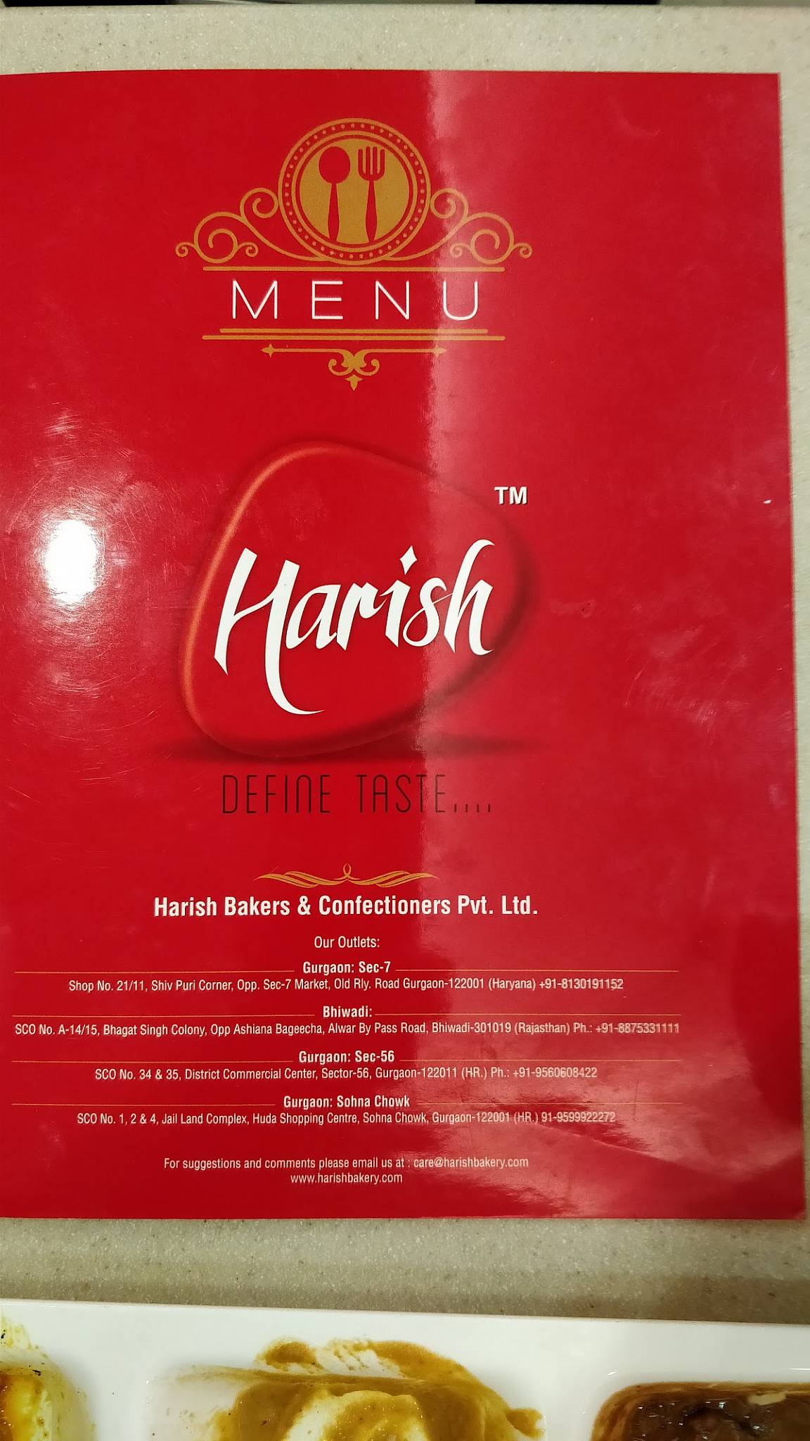 Menu at Harish Bakery, Bhiwadi, 6R45+496