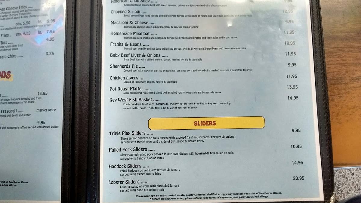 Menu at Harry's Restaurant, Westborough