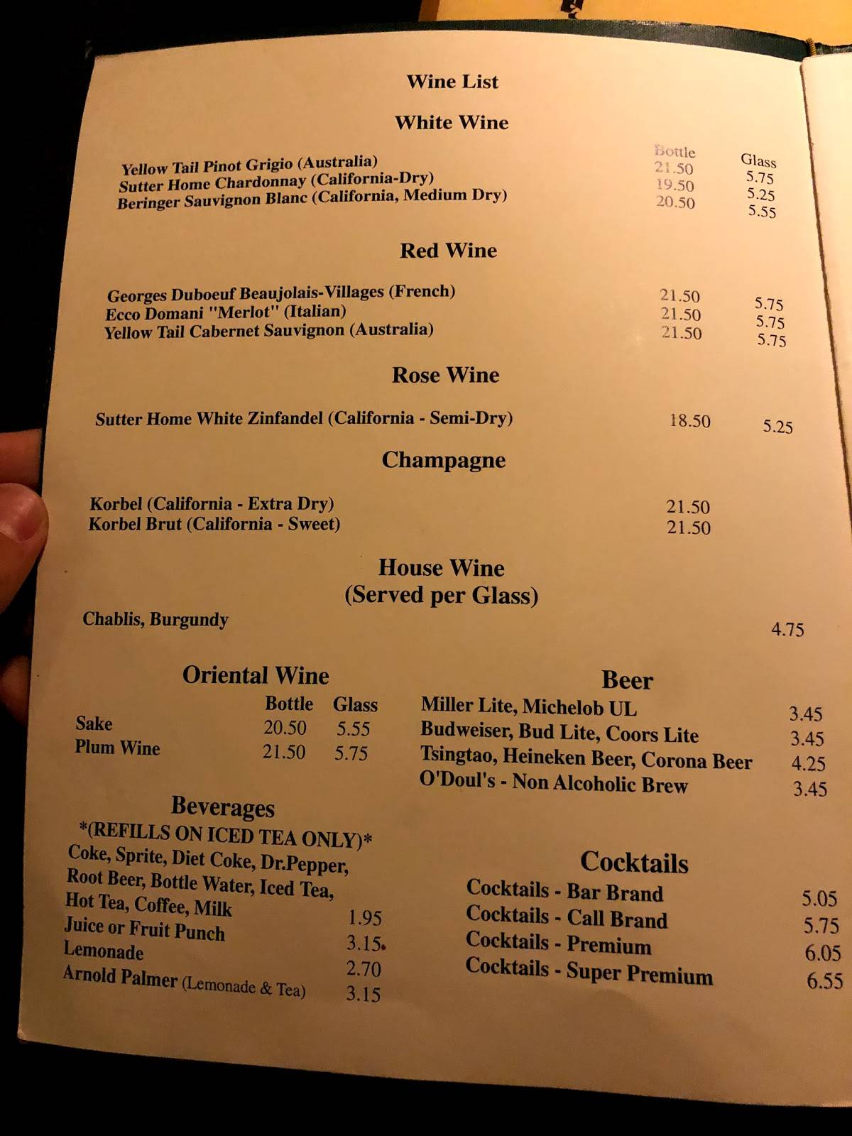 Menu at China Doll restaurant, Harvey
