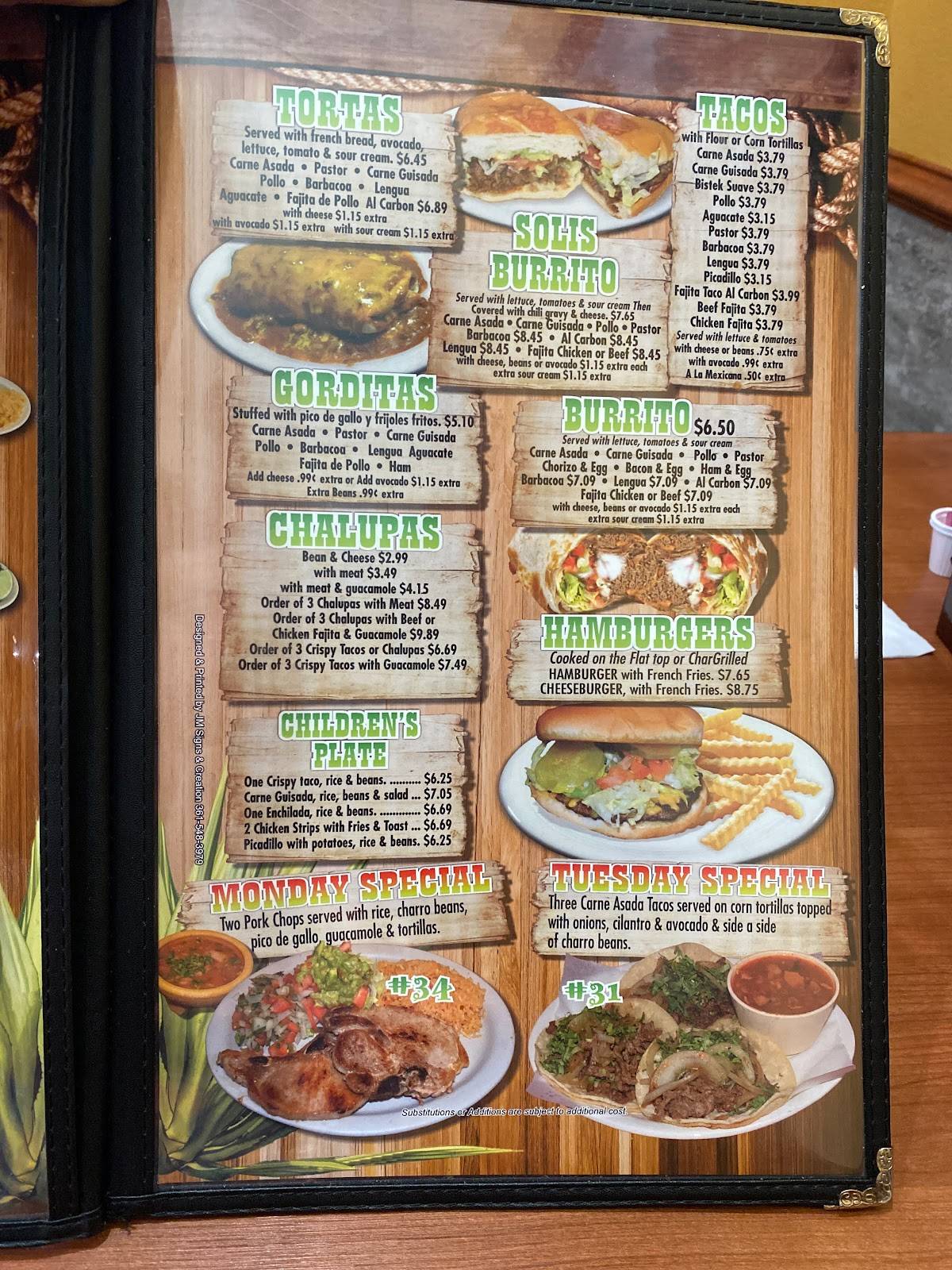 Menu at Hermanos Solis Restaurant #1, Corpus Christi, Baldwin Blvd