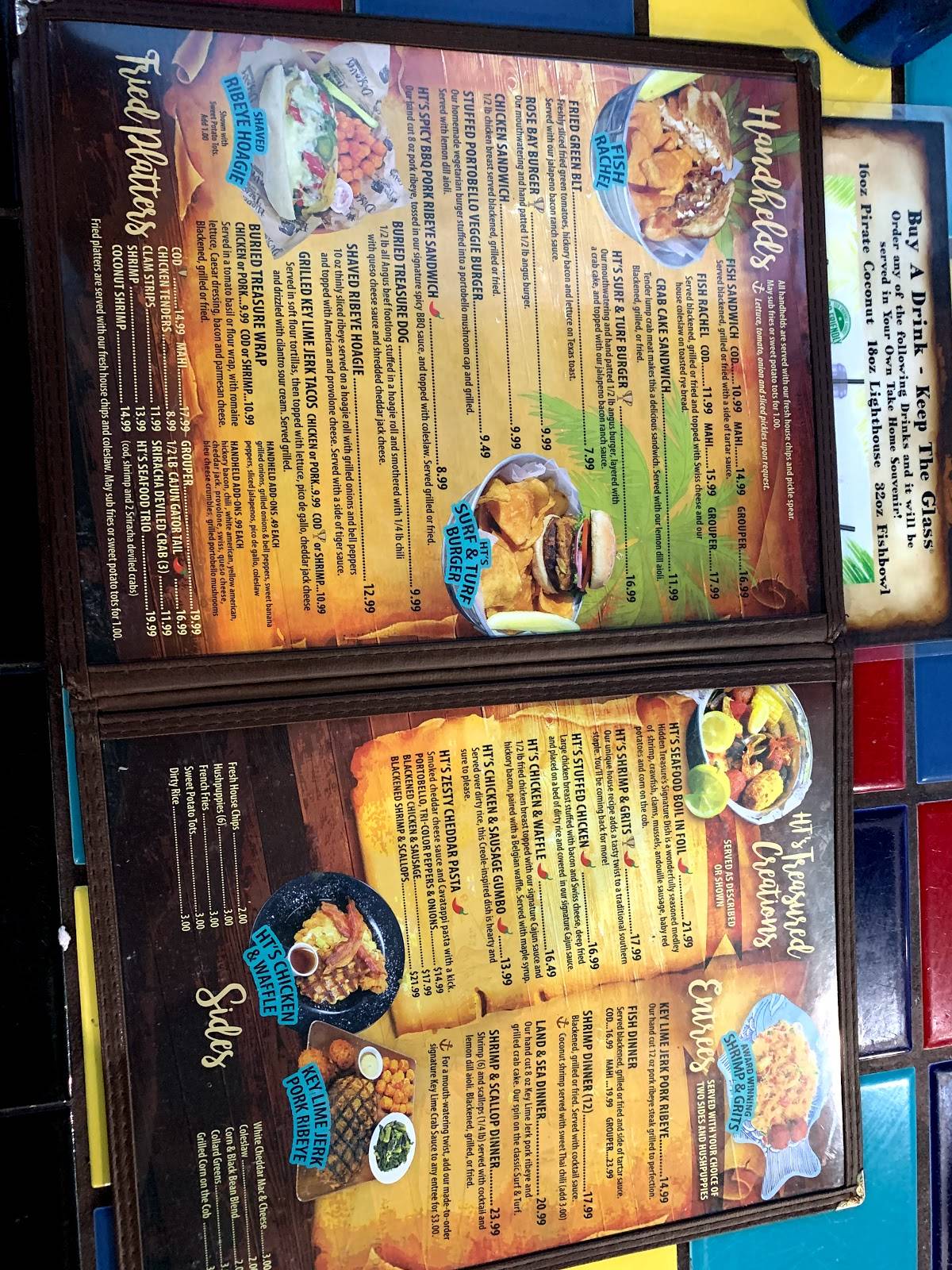 Menu at Hidden Treasure Rum Bar & Grill, Ponce Inlet