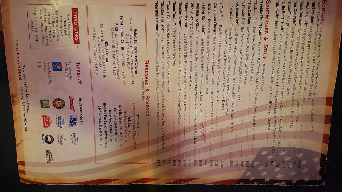 Menu at Hobos At The Legion pub & bar, St. Peters