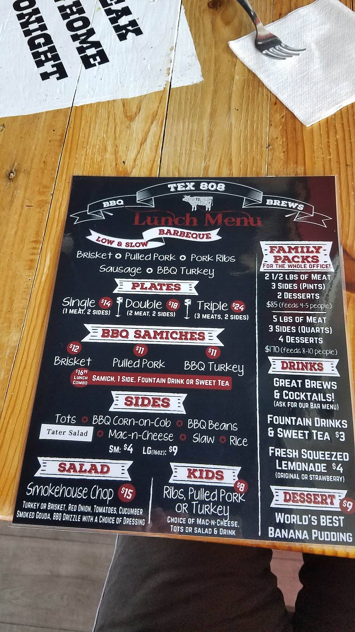 Menu at TEX 808 BBQ + Brews Hawaii Kai, Honolulu, 377 Keahole St Ste C1-A