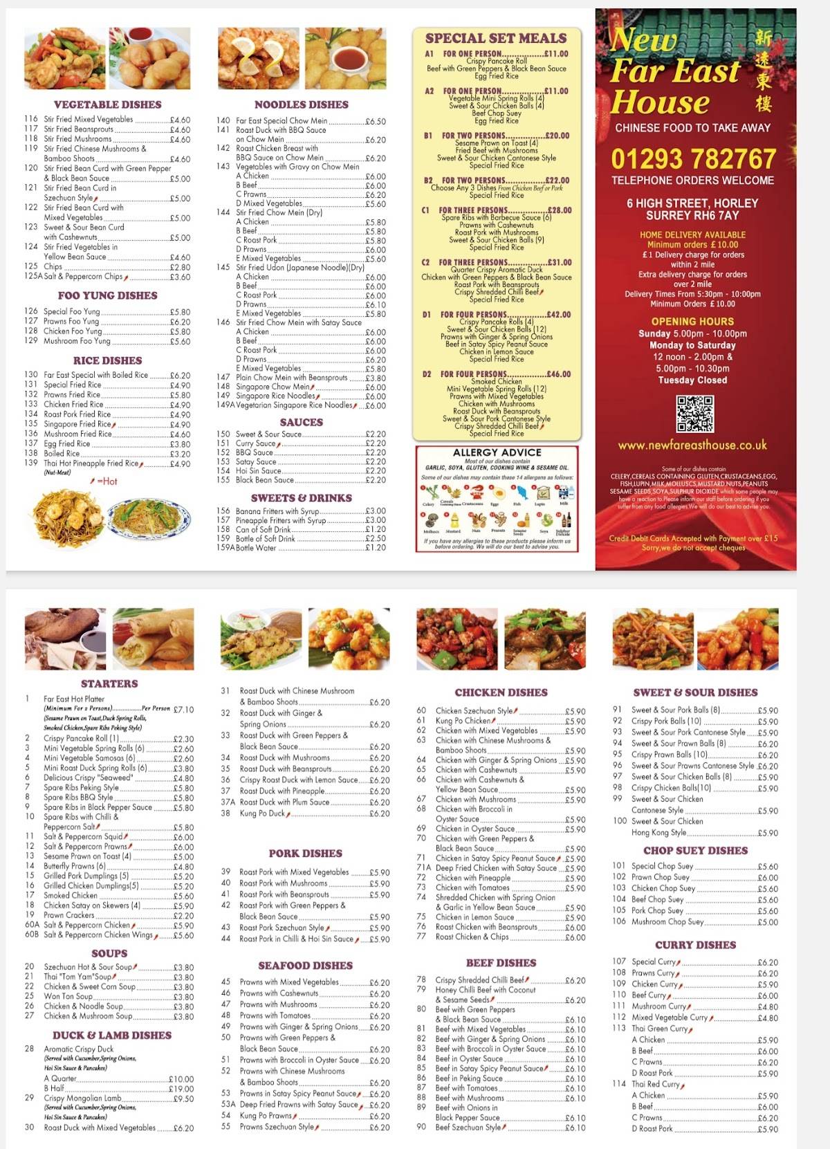 Menu at New Far East House fast food, Horley