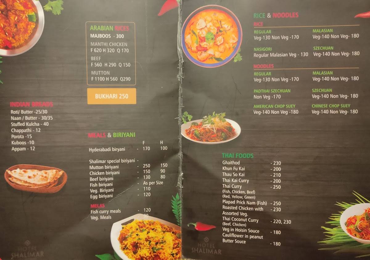 Menu at Hotel Shalimar Veg&Non Veg, India