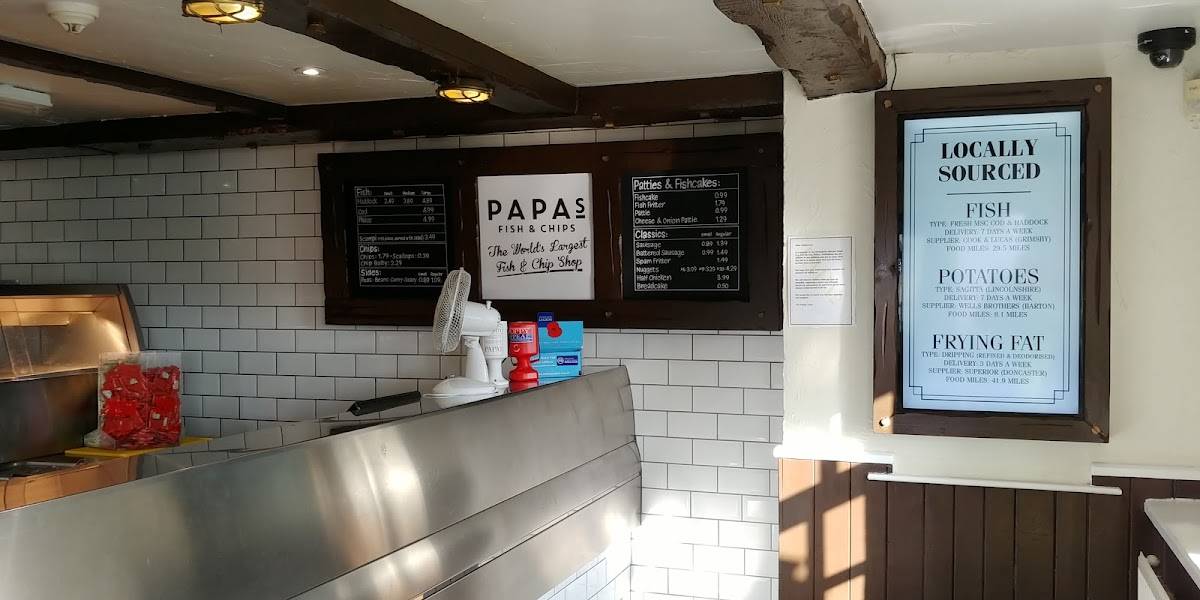 Menu at Papa's Fish & Chips restaurant, Hull, Great Gutter Ln W