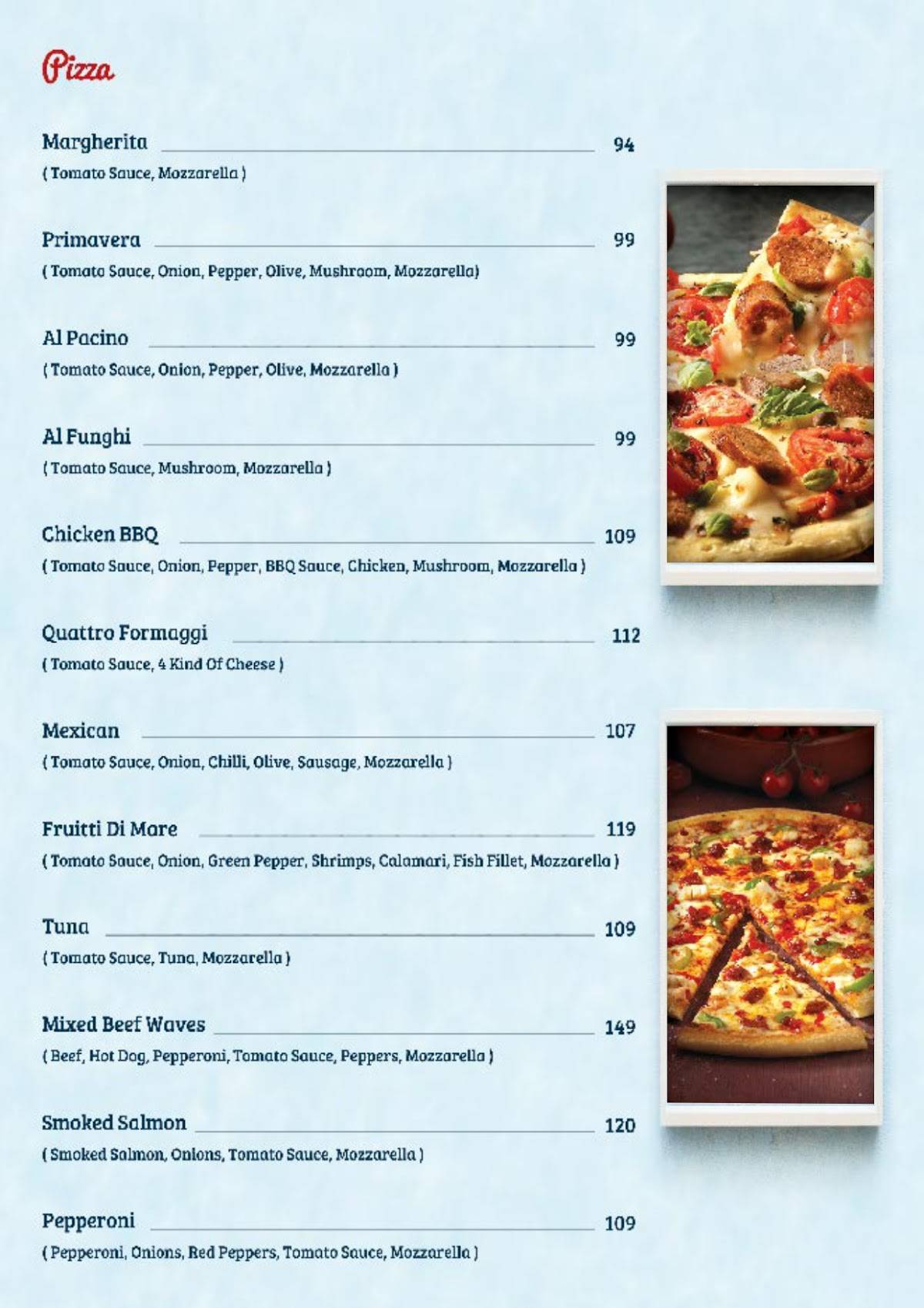 Menu at Waves Restaurant & Lounge Bar, Hurghada, Marina Boulevard