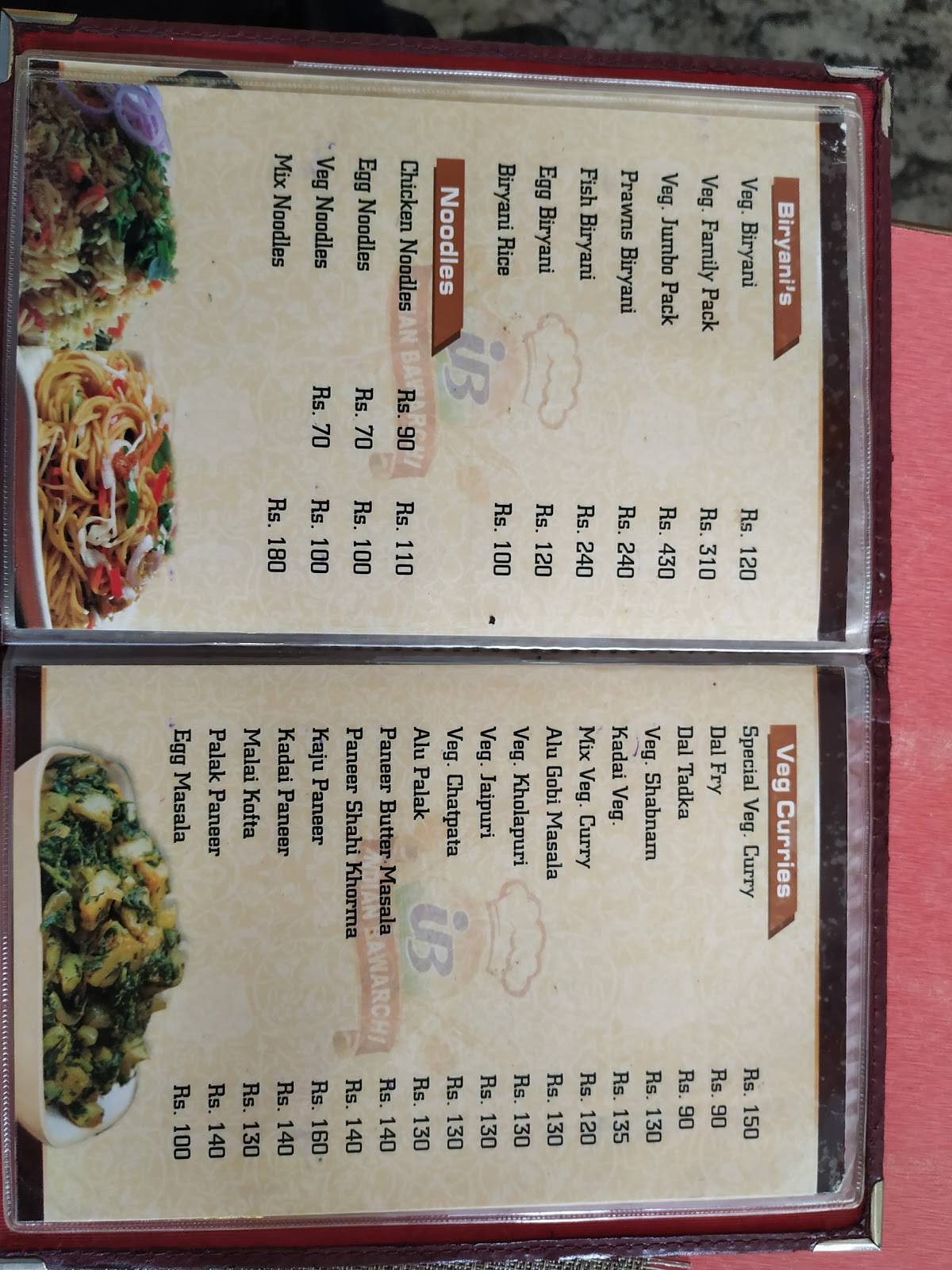 Menu at Indian Bawarchi Restaurant, Hyderabad