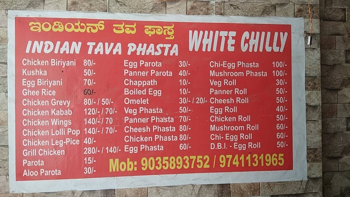 Menu at Indian Tava Phasta, Bengaluru