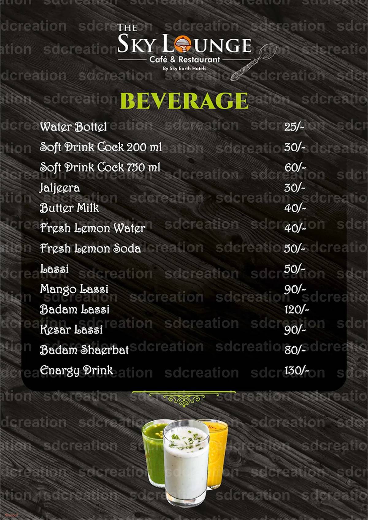 Menu at The Sky Lounge Cafe And Restaurant, Indore