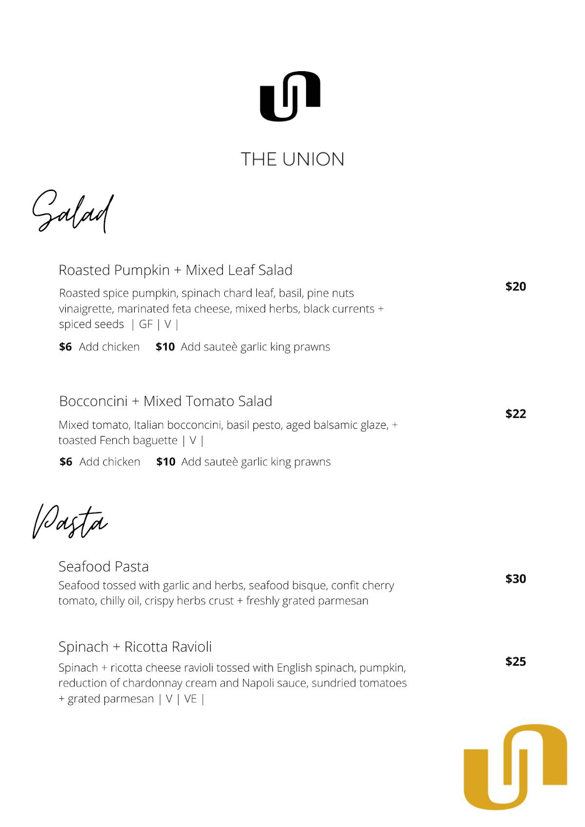 Menu at The Union Inverell pub & bar, Inverell