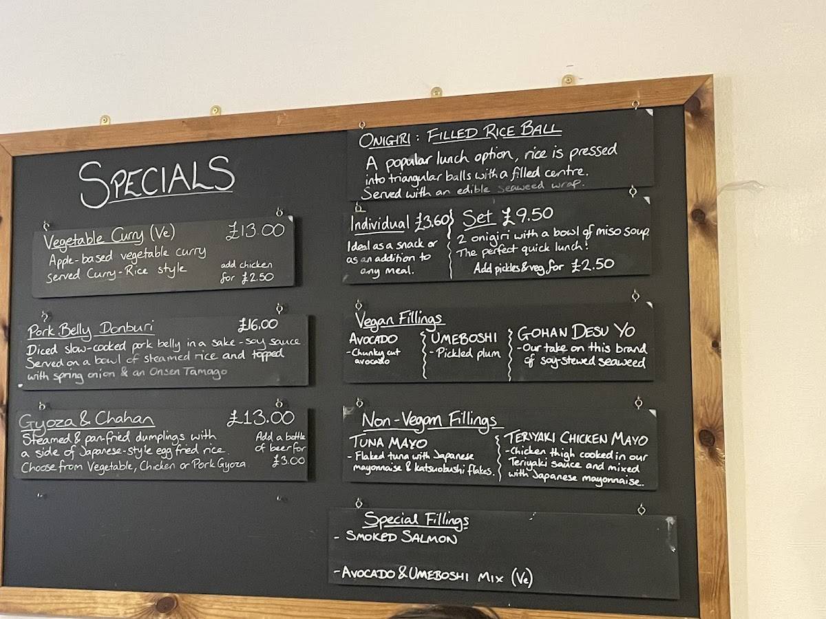 Menu at Ippuku Tea House cafe, York