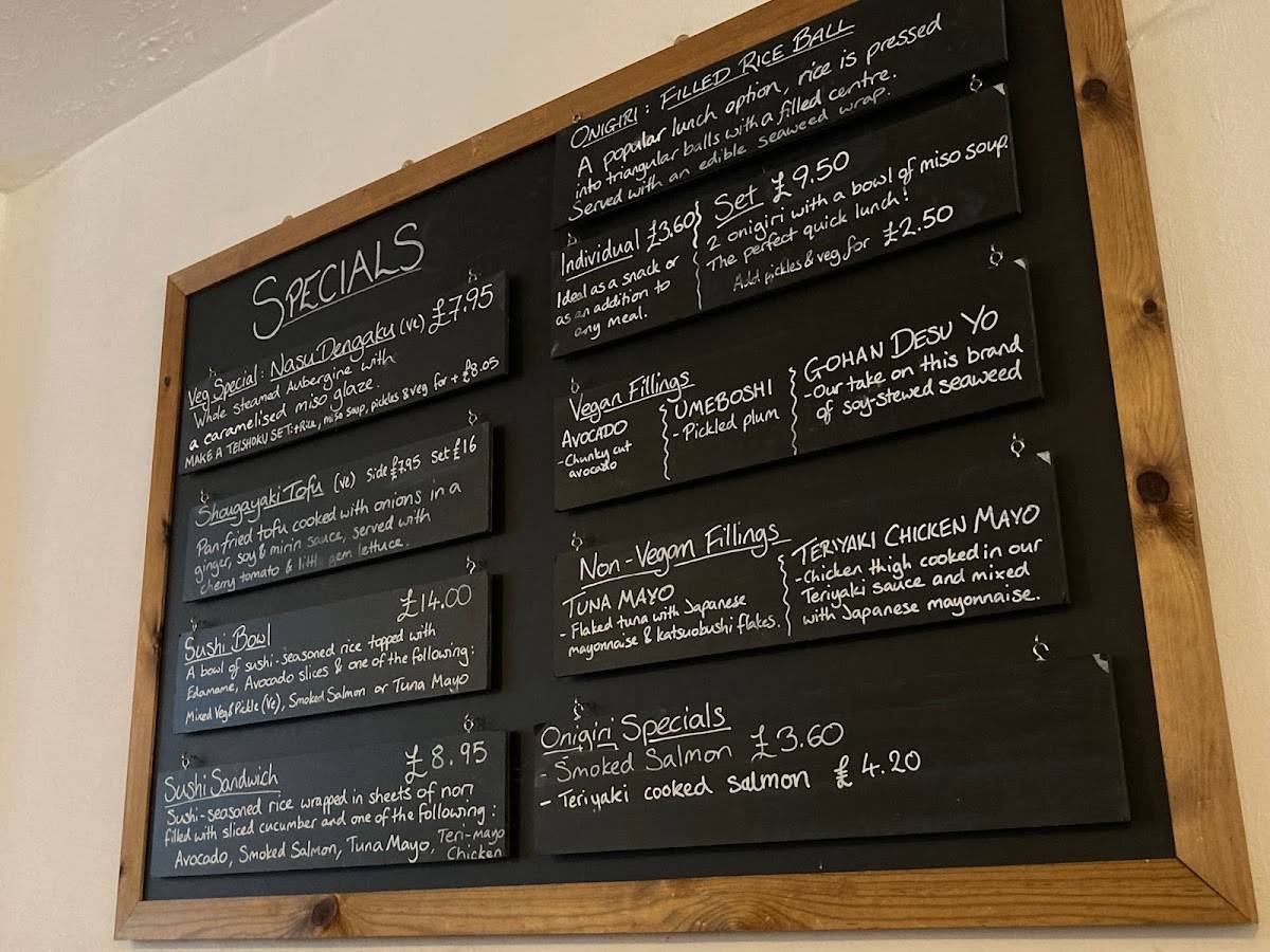 Menu at Ippuku Tea House cafe, York
