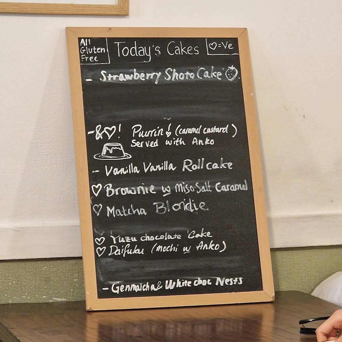 Menu at Ippuku Tea House cafe, York