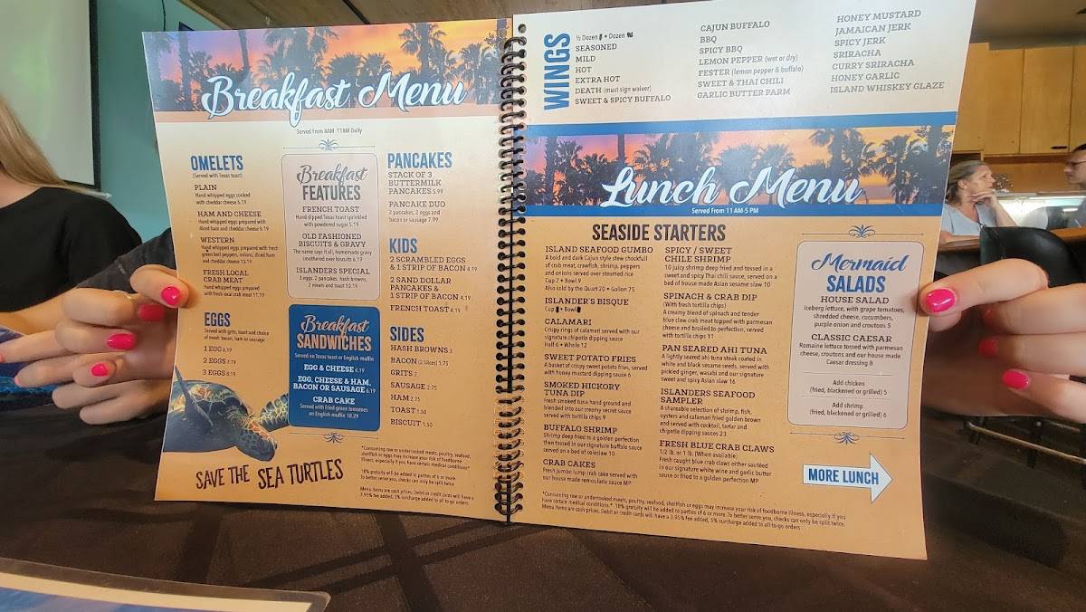Menu at Islanders Restaurant & Bar, Dauphin Island