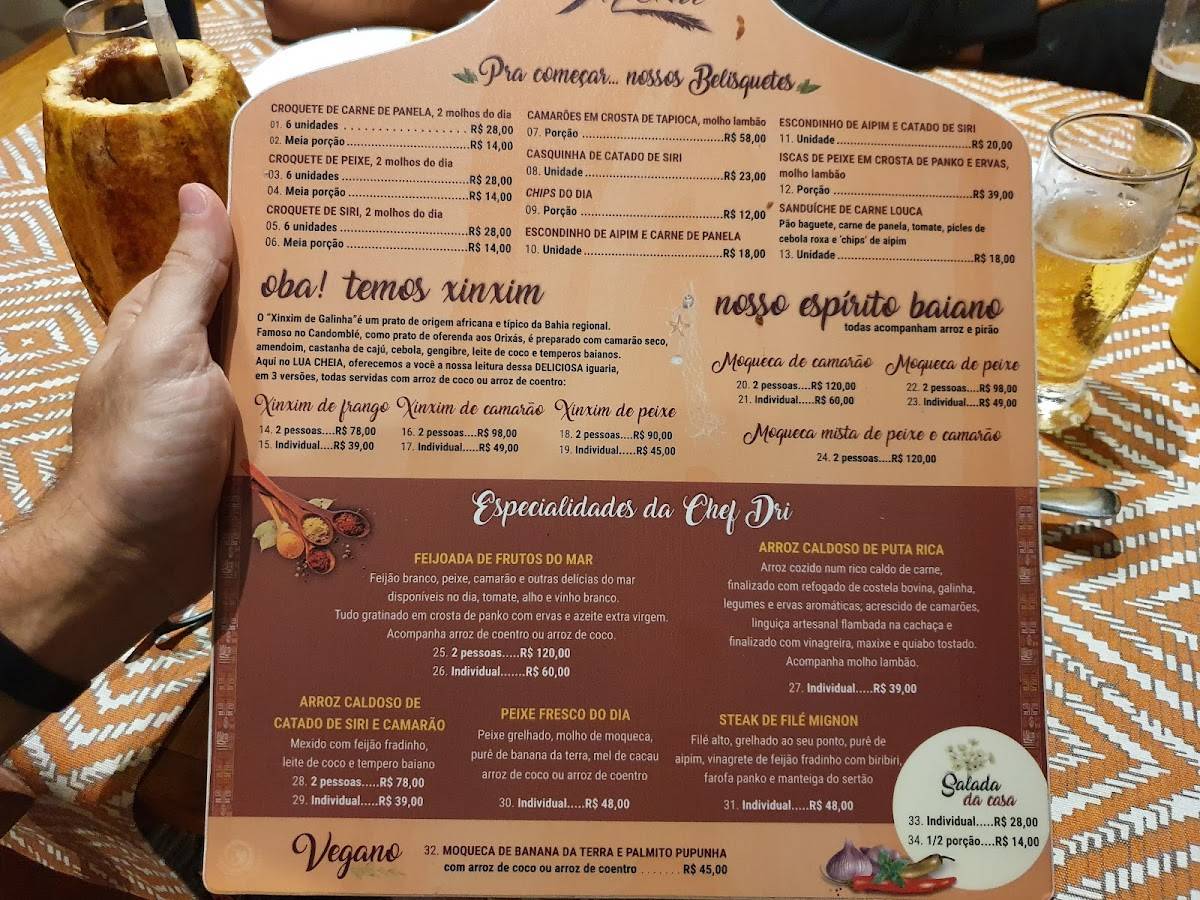 Menu em Lua Cheia Bar & Cozinha, Itacaré
