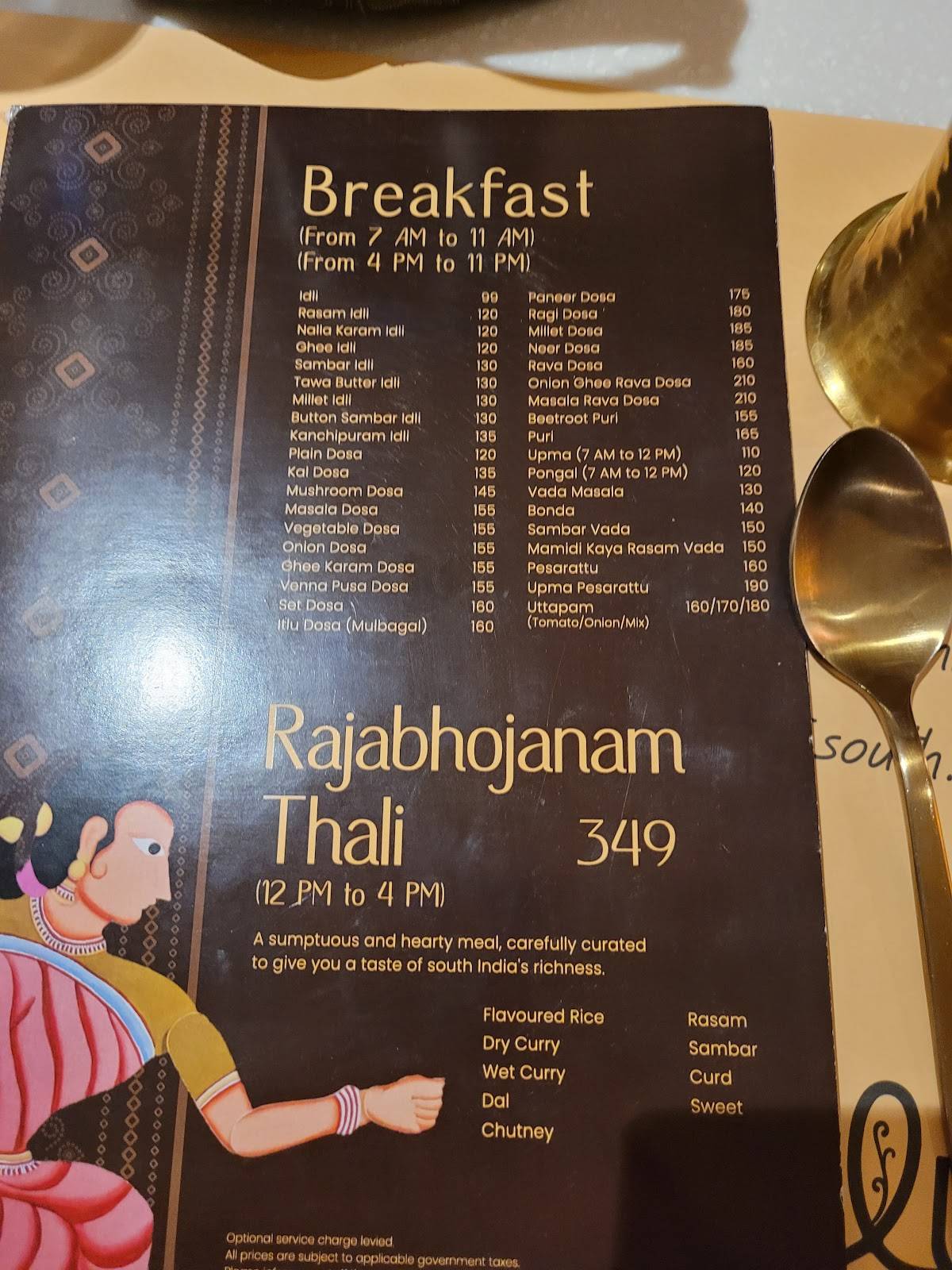 Menu at Itlu, Hyderabad