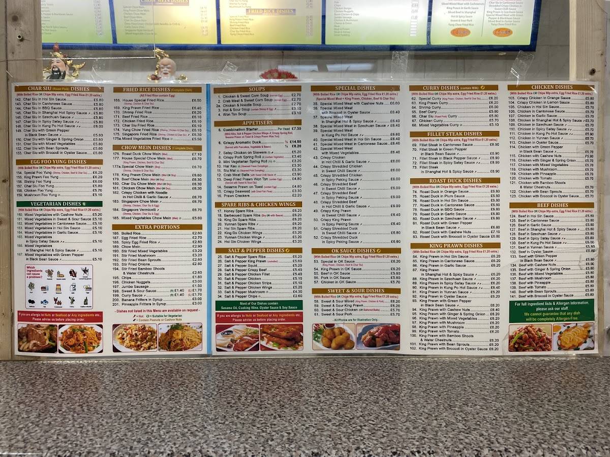 Menu at Jade Fountain restaurant, Clitheroe