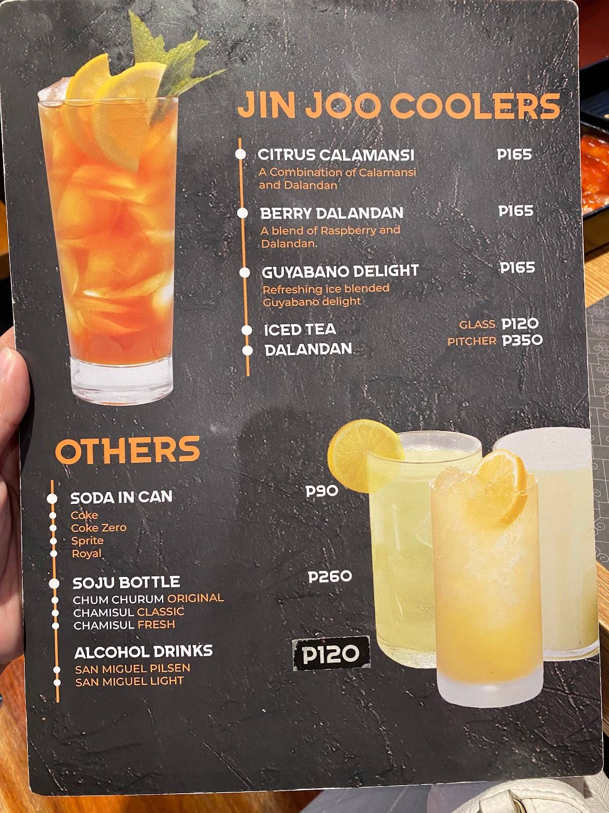 Menu at Jin Joo Korean Grill restaurant, Mandaluyong