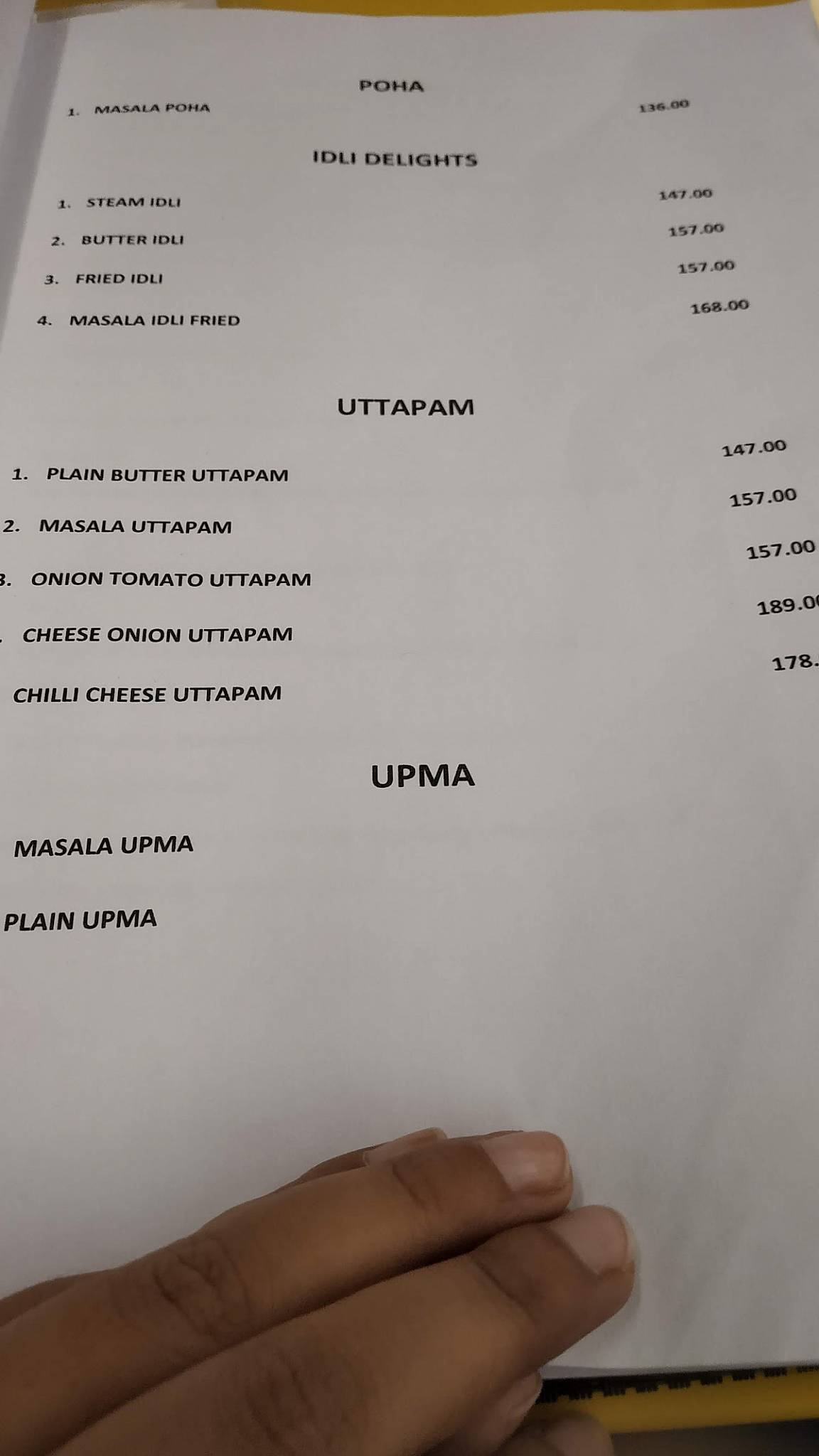 Menu at Jiva veg restaurant- pure vegetarian, Shillong
