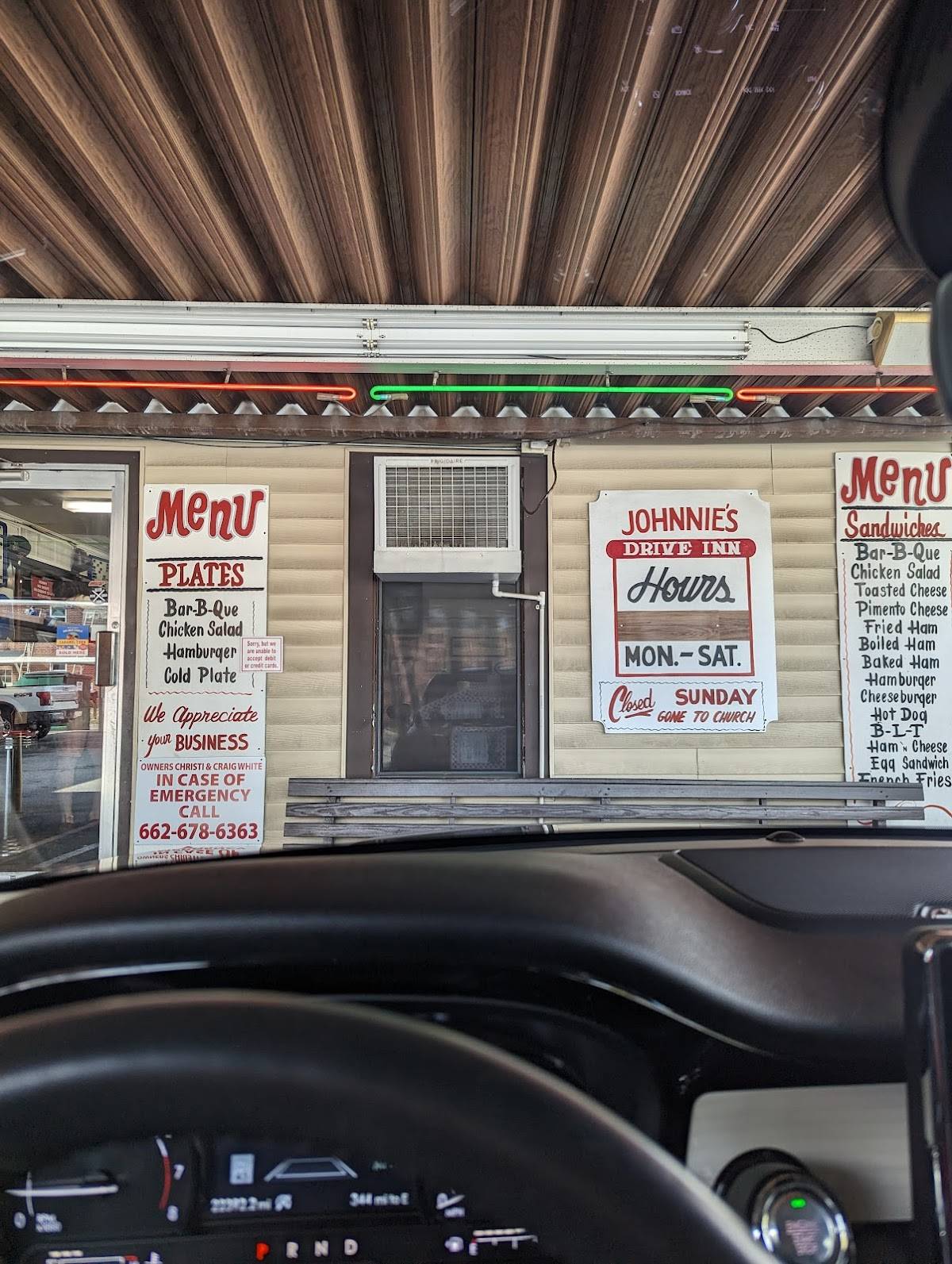 Menu at Johnnie's Drive In BBQ, Tupelo