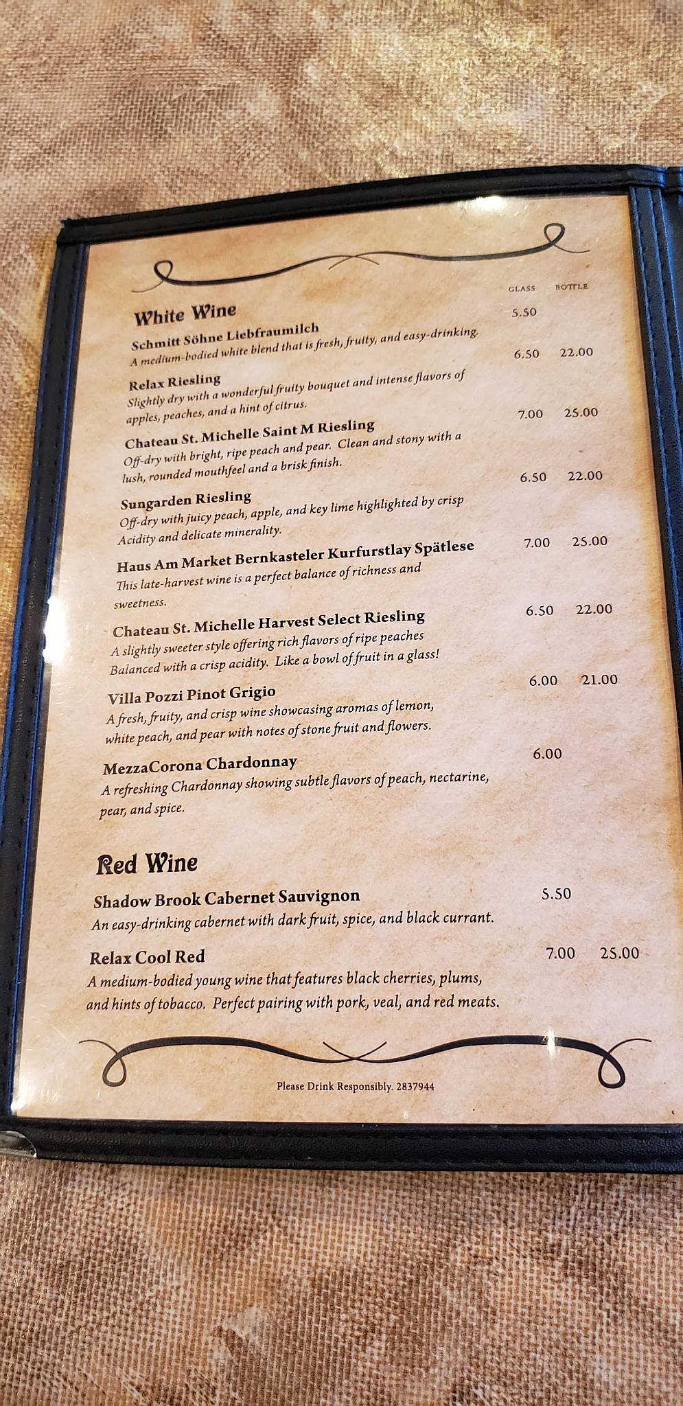Menu at Julia's German Stammtisch restaurant, Columbia, 120 ...