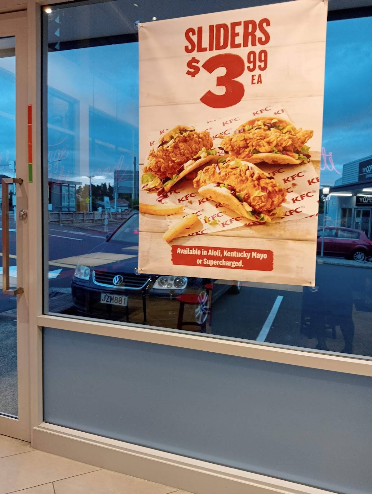 Menu at KFC Avondale restaurant, Auckland