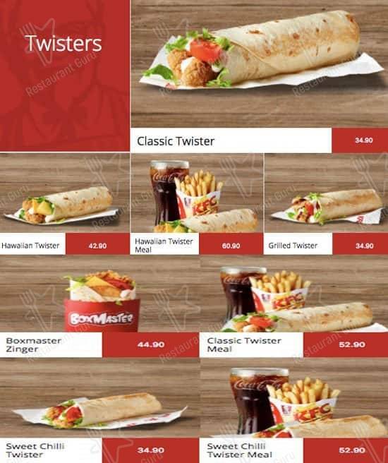 Carta del restaurante KFC, Sandton, Alexandra