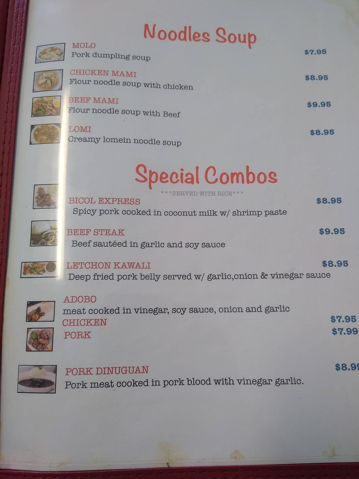 Menu at Kabayan Grill Filipino Restaurant, Kissimmee