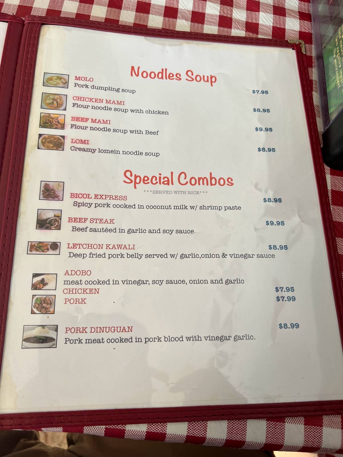 Menu at Kabayan Grill Filipino Restaurant, Kissimmee