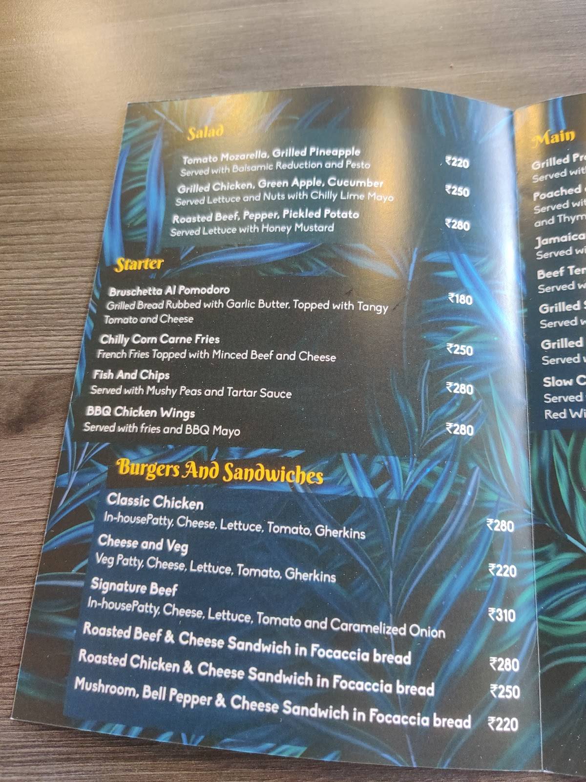 Menu at Poems Cafe, Kakkanad