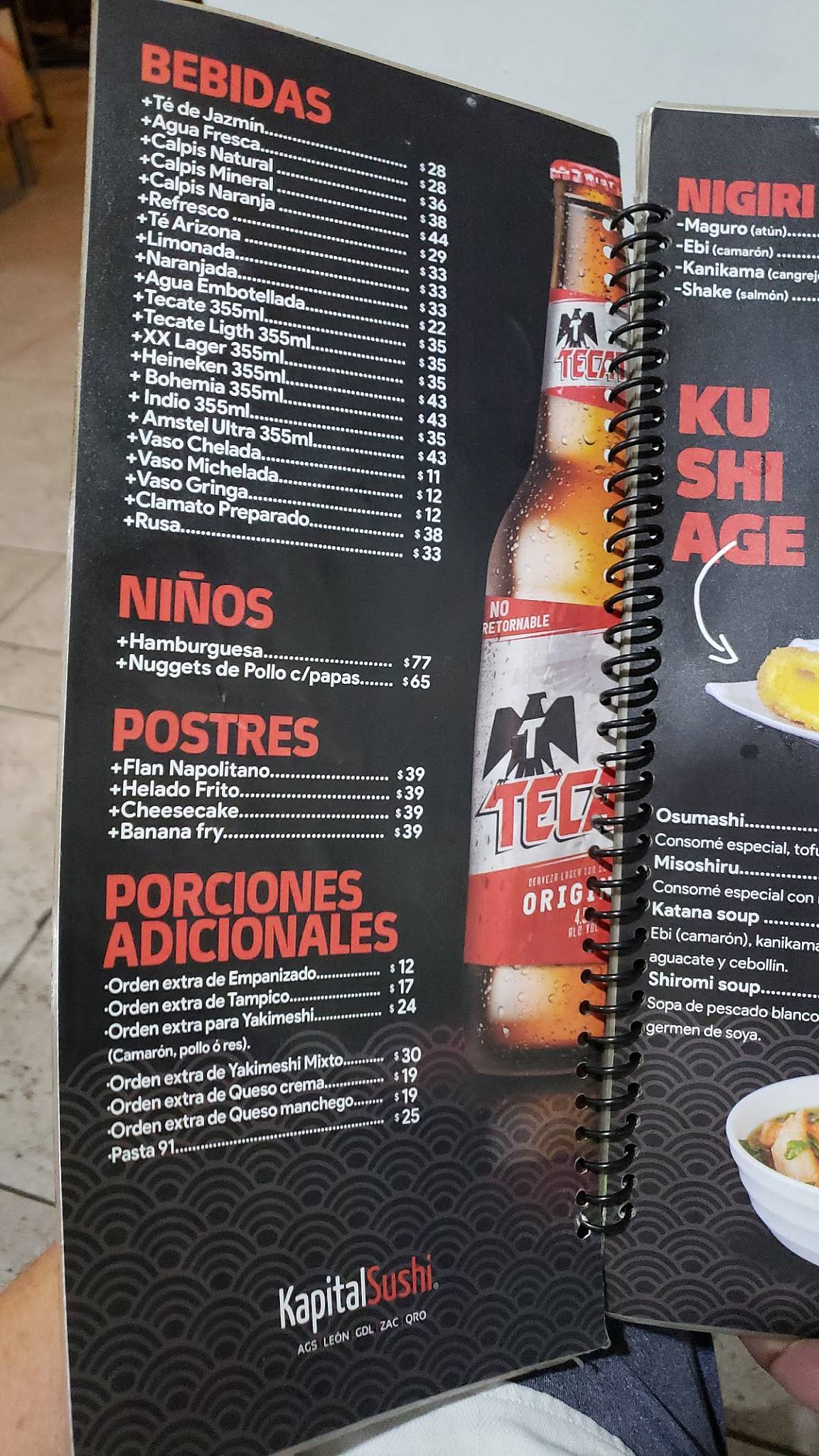 Carta del restaurante Kapital Sushi Express, Aguascalientes