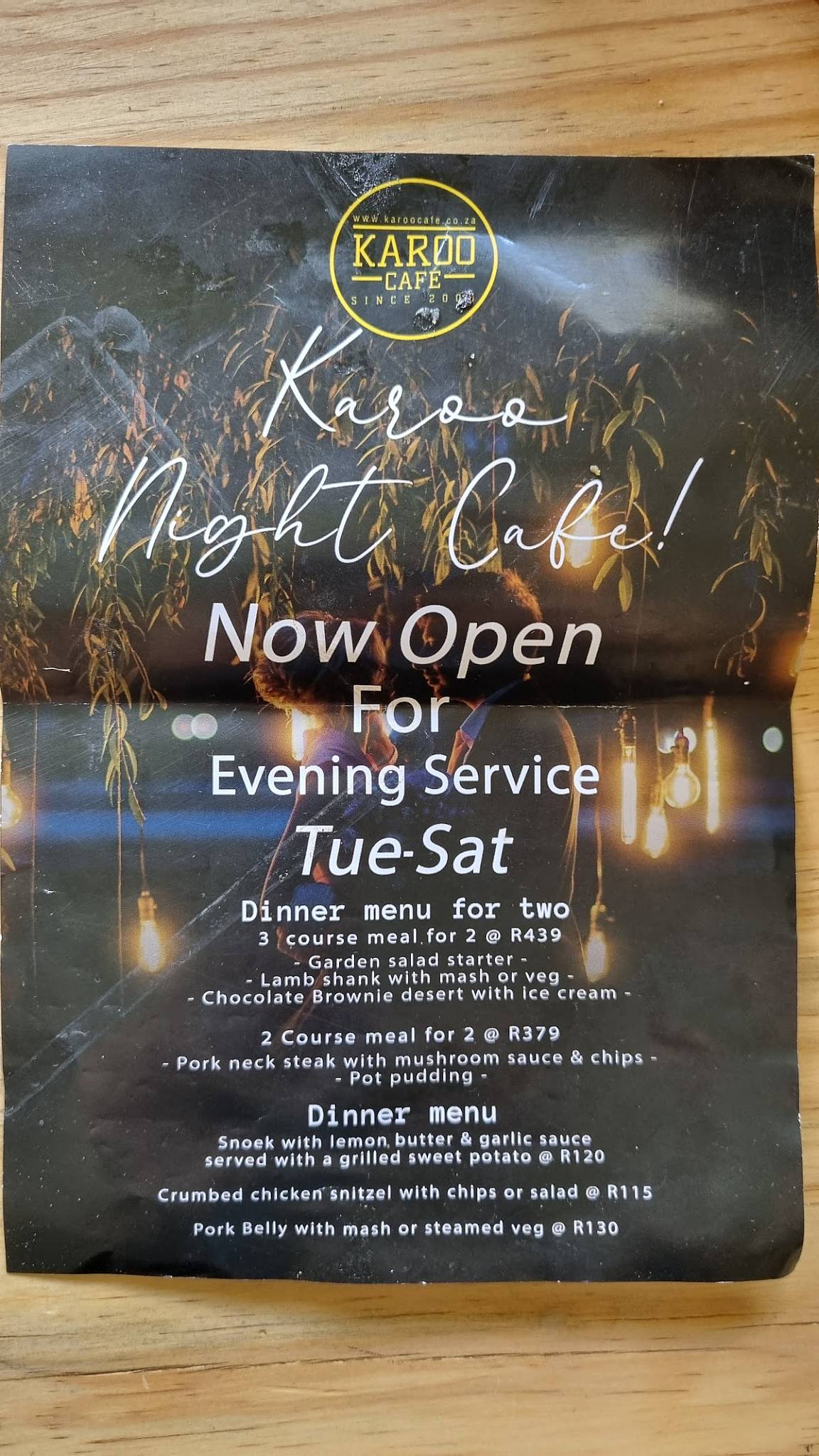 Menu at Karoo Cafe, Pretoria, 141 Lynnwood Rd