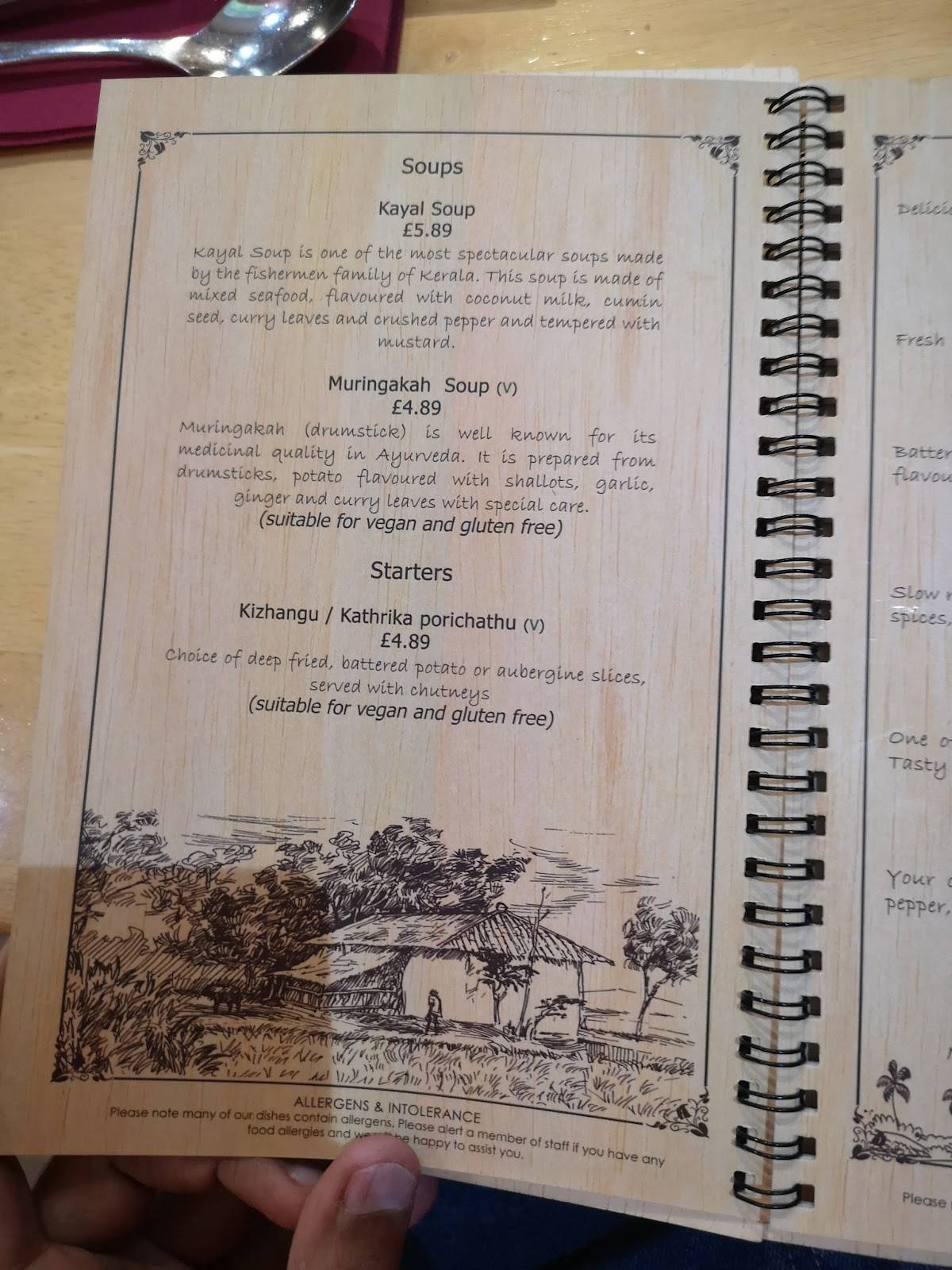 Menu at Kayal restaurant, Leicester