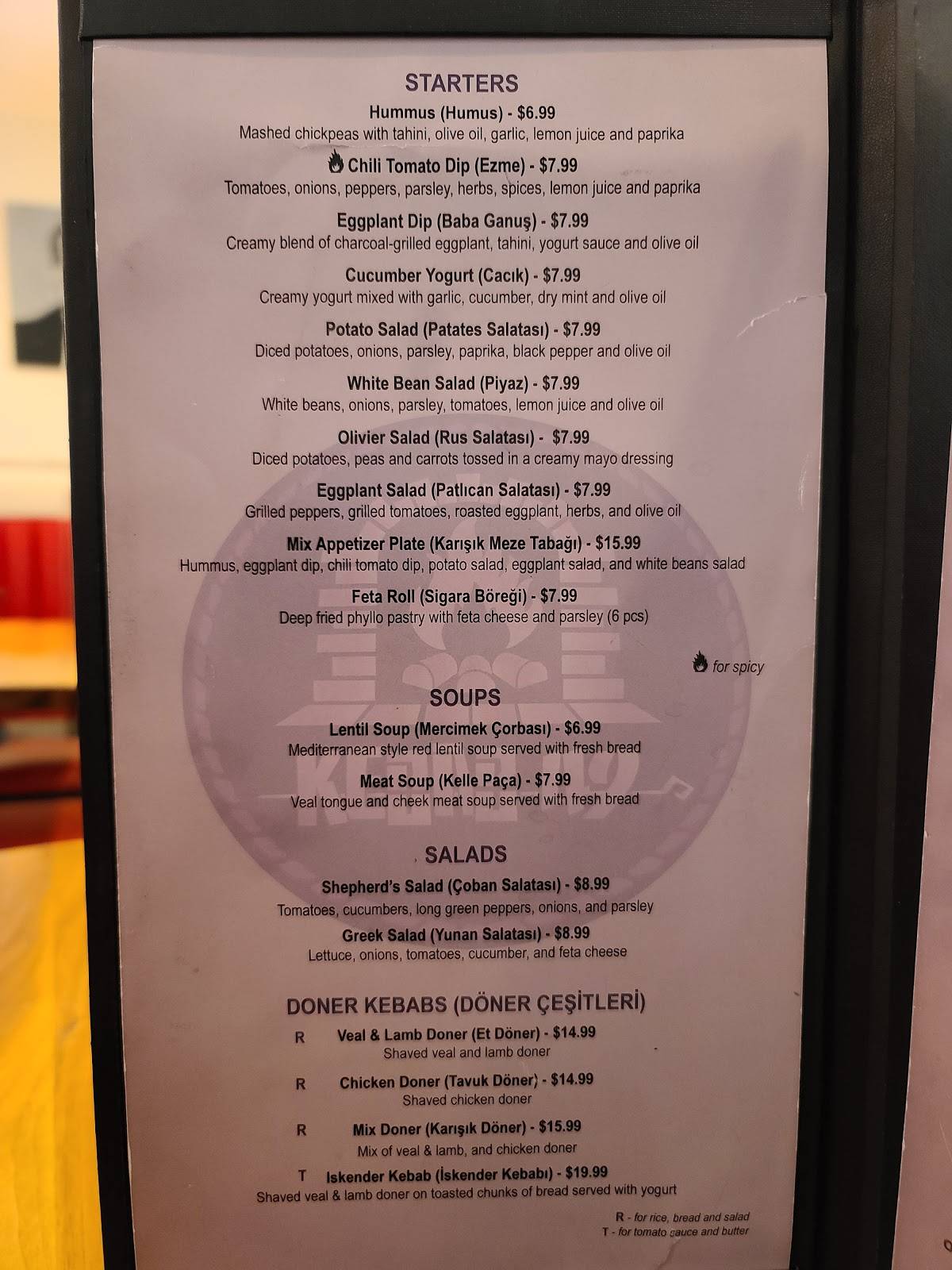 Menu at Kebab 49 - Turkish Restaurant, Toronto