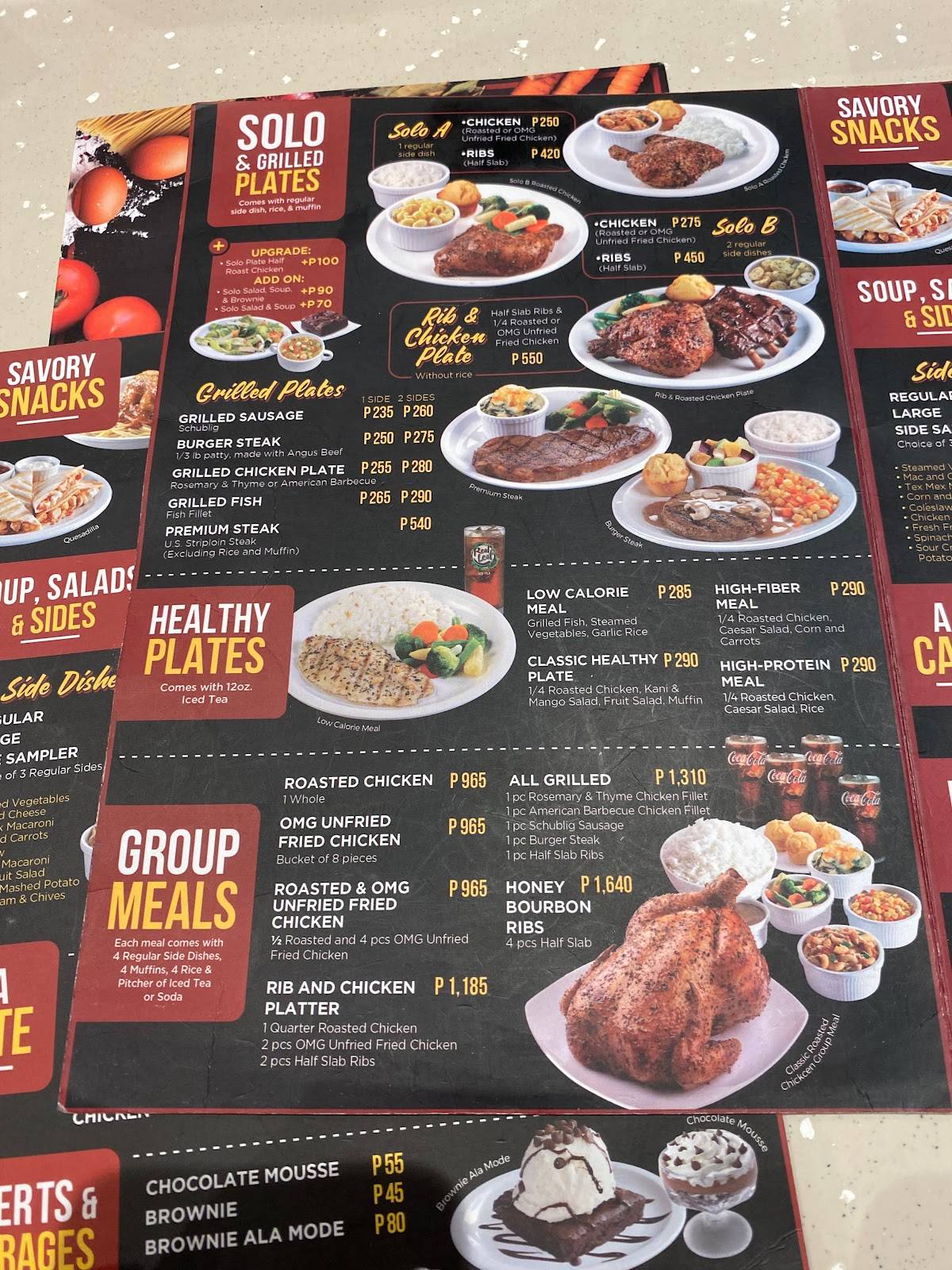 Carta del restaurante Kenny Rogers Roasters Ayala Malls Manila Bay ...