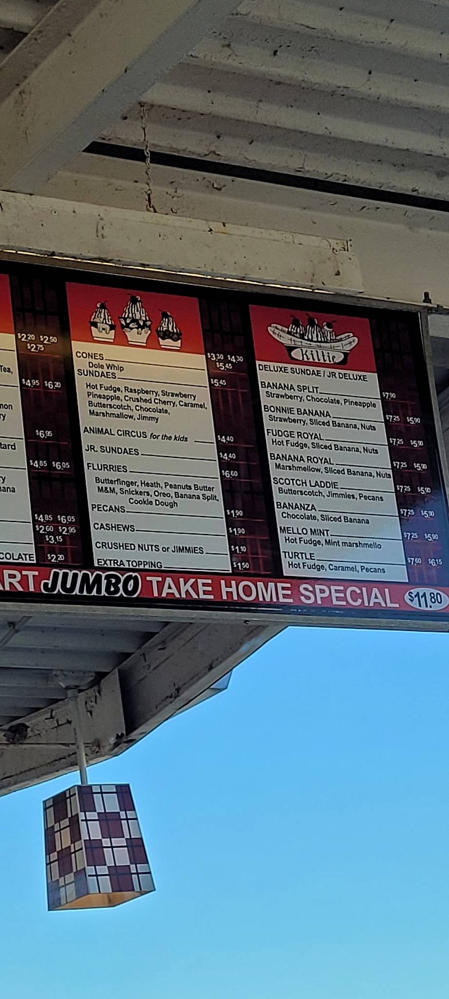 Menu at Kiltie Drive-In restaurant, Oconomowoc, N48W36154 E Wisconsin Ave