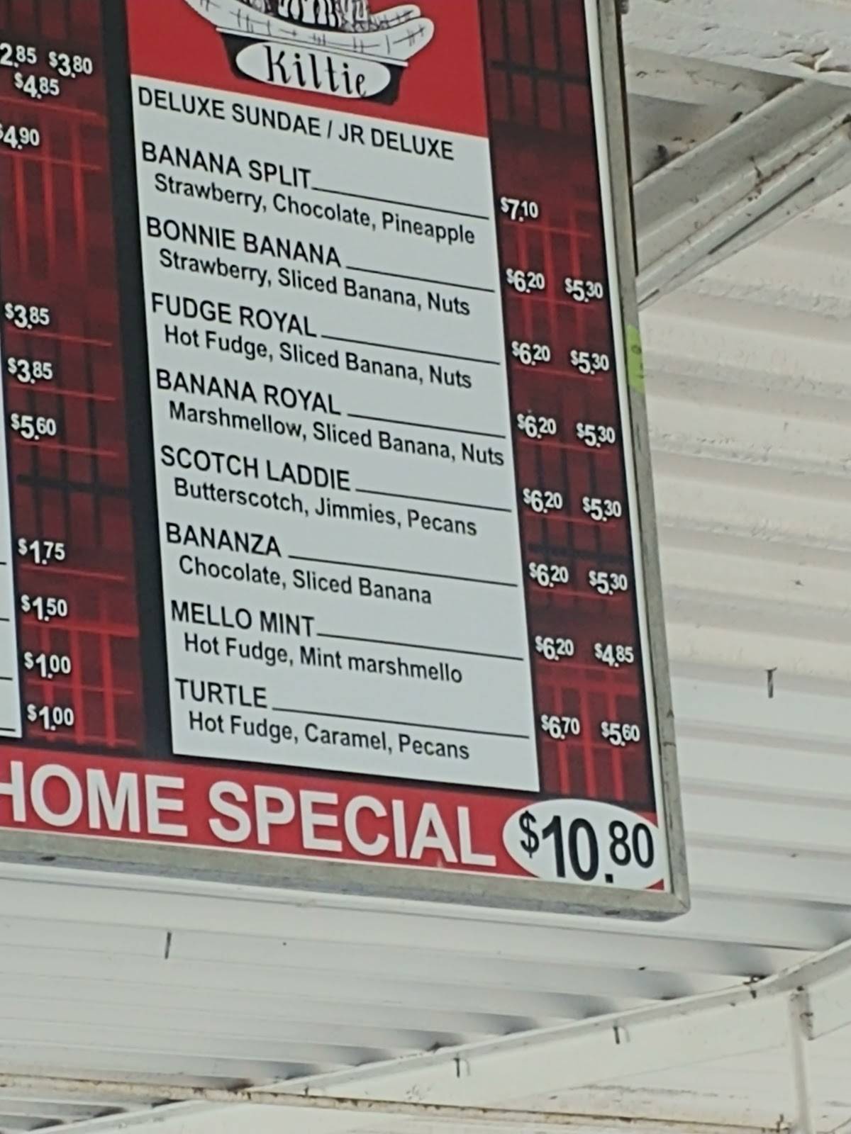 Menu at Kiltie Drive-In restaurant, Oconomowoc, N48W36154 E Wisconsin Ave