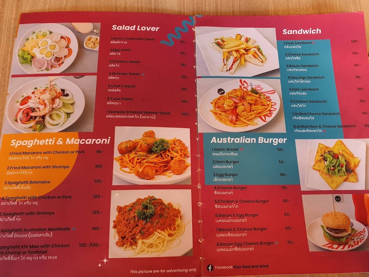 Menu at Kiss Food & Drink Restaurant Jomtien, Pattaya City, Rumpo Market