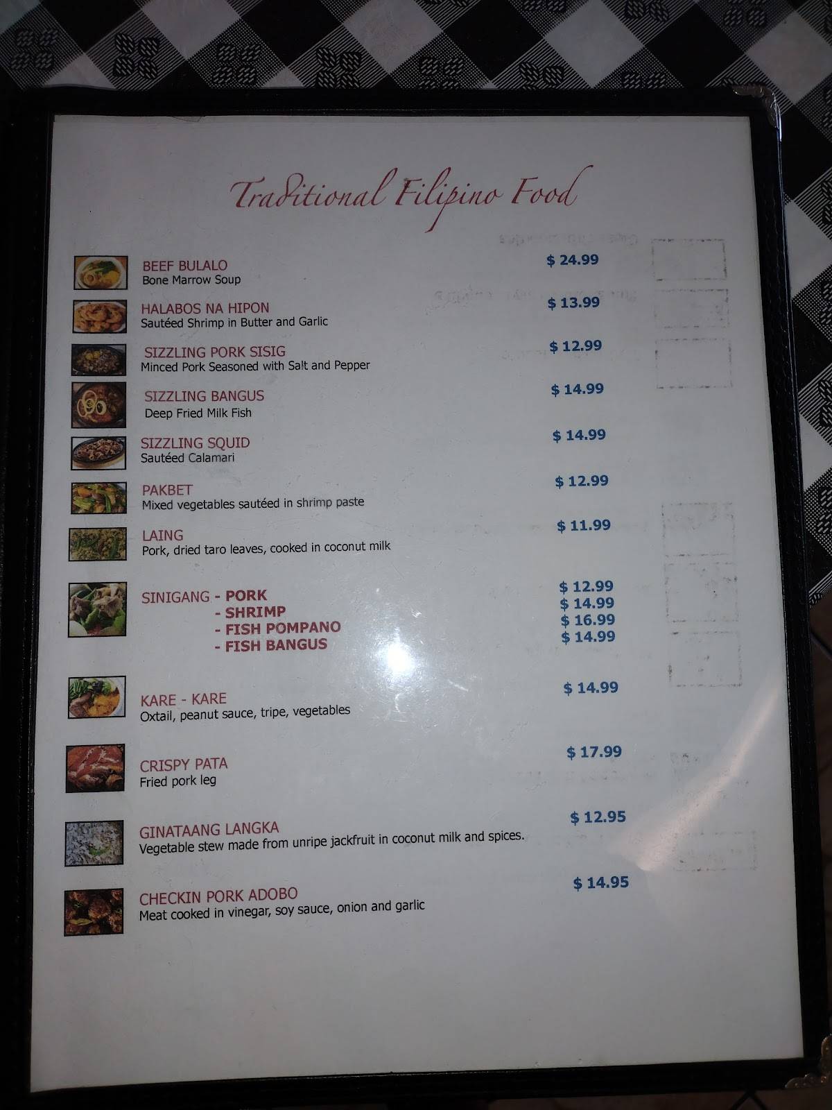 Menu at Kabayan Grill Filipino Restaurant, Kissimmee
