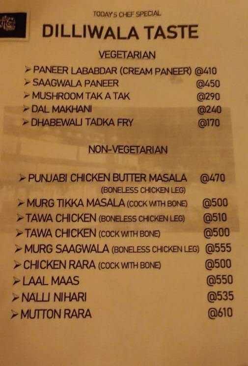 Menu at Kitchen Sutra, Chandannagar