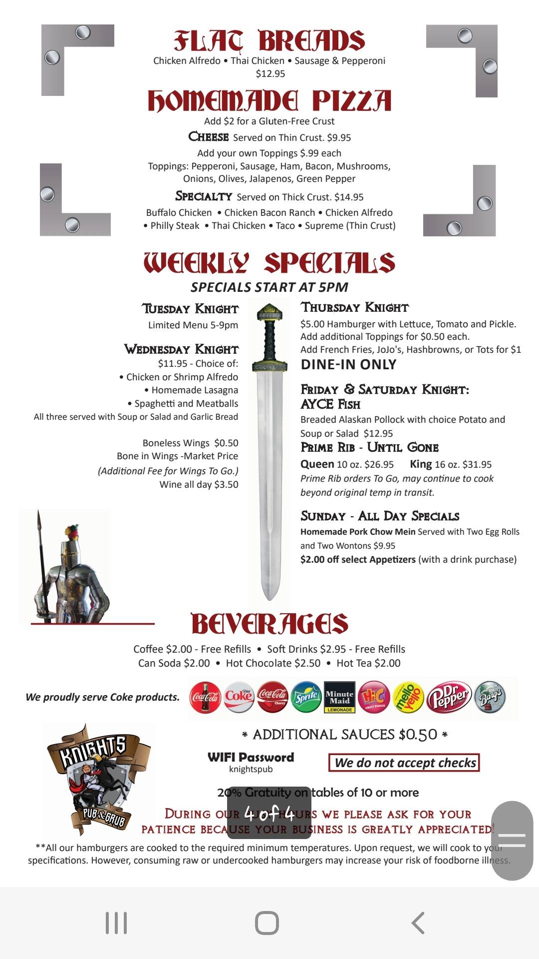 Menu at Osakis Pub, Osakis