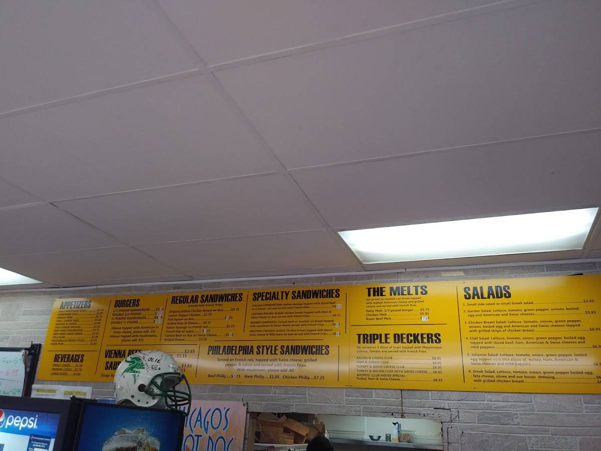 Menu at Kosmos restaurant, Valparaiso