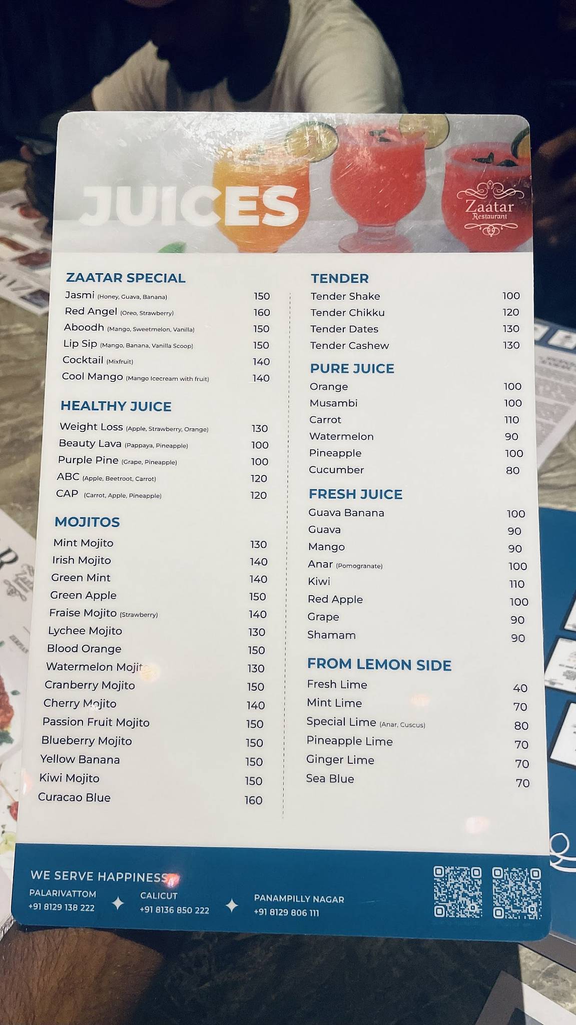 Menu at Zaatar Restaurant Calicut, Kozhikode