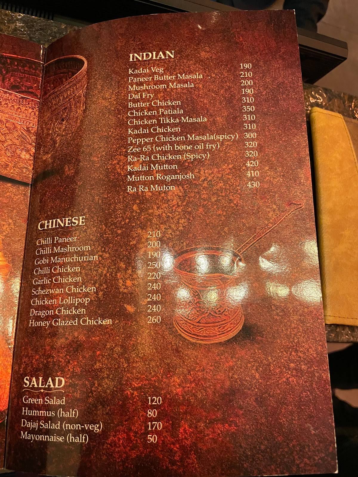 Menu at Zaatar Restaurant Calicut, Kozhikode