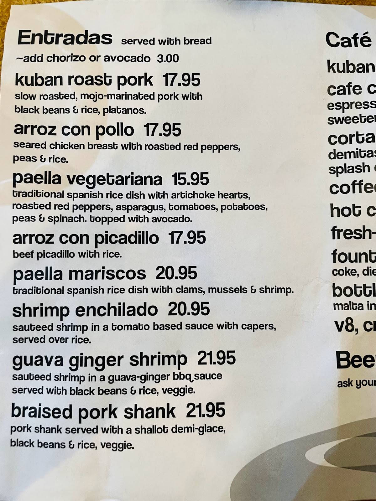 Menu at Kuba Kuba Dos restaurant, Tuckahoe