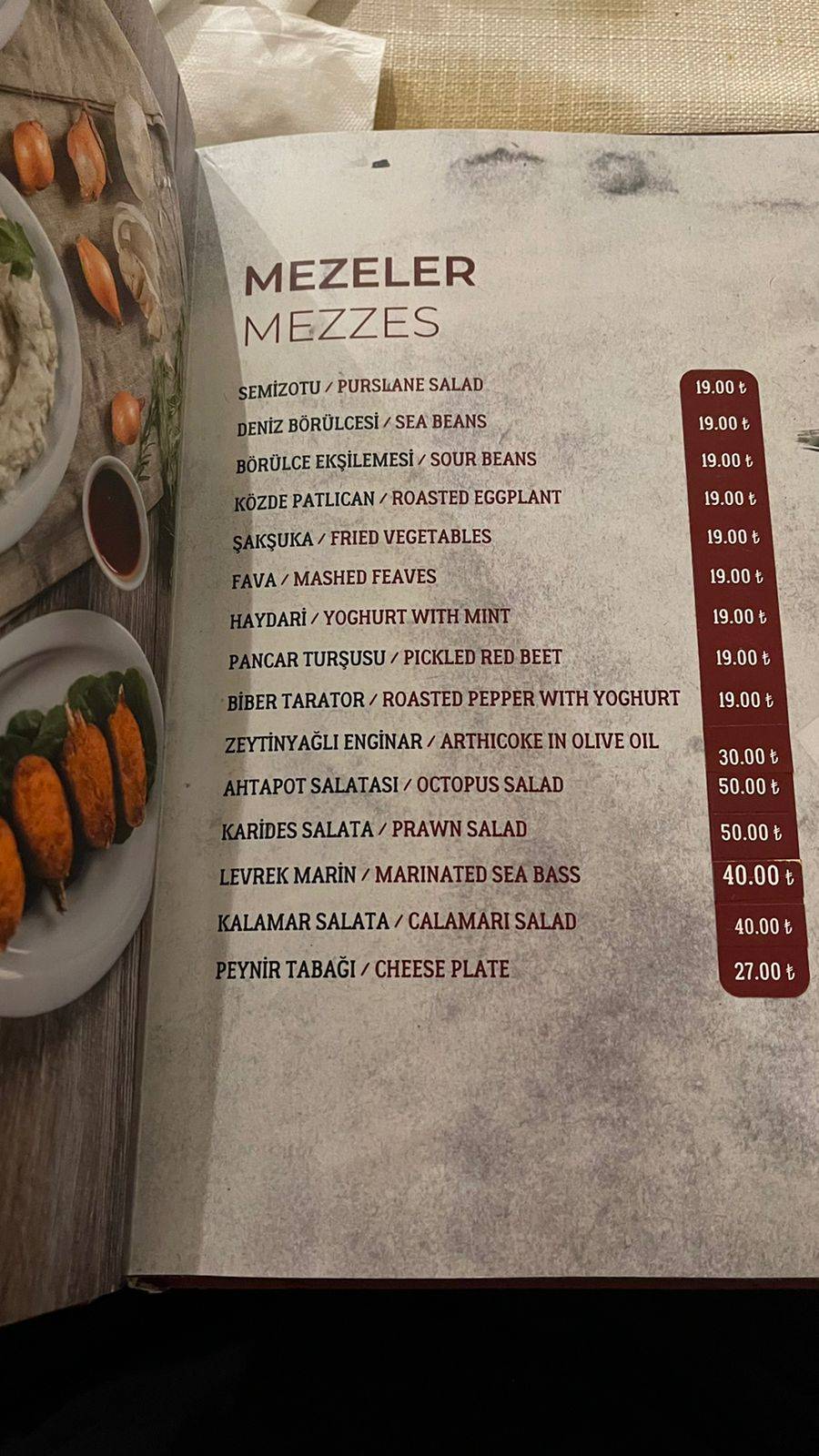 Menu at Kazım Usta Restaurant, Kusadasi