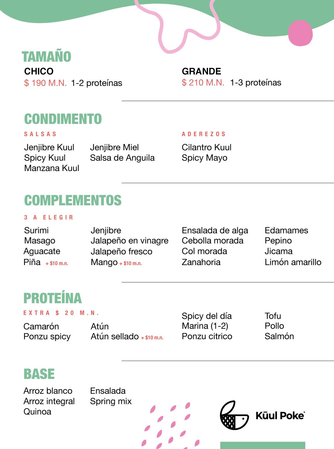 Carta del restaurante Kūul Poke, Tijuana, Brasil 1
